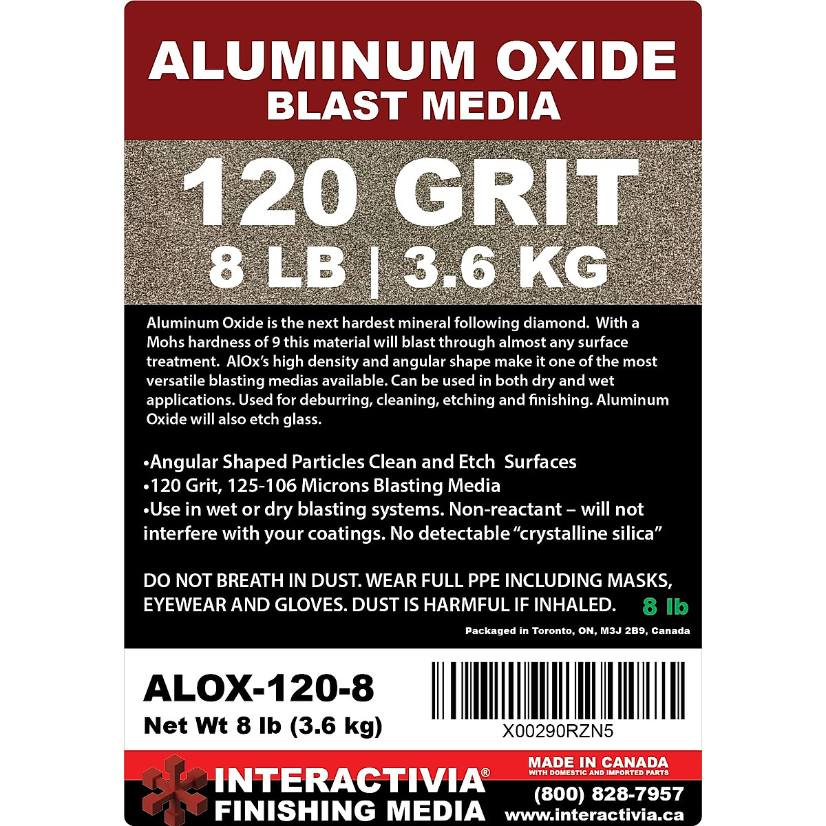 #120 Aluminum Oxide - 8 LBS - Fine Sand Blasting Abrasive Media for Blasting Cabinet and Blasting Guns.