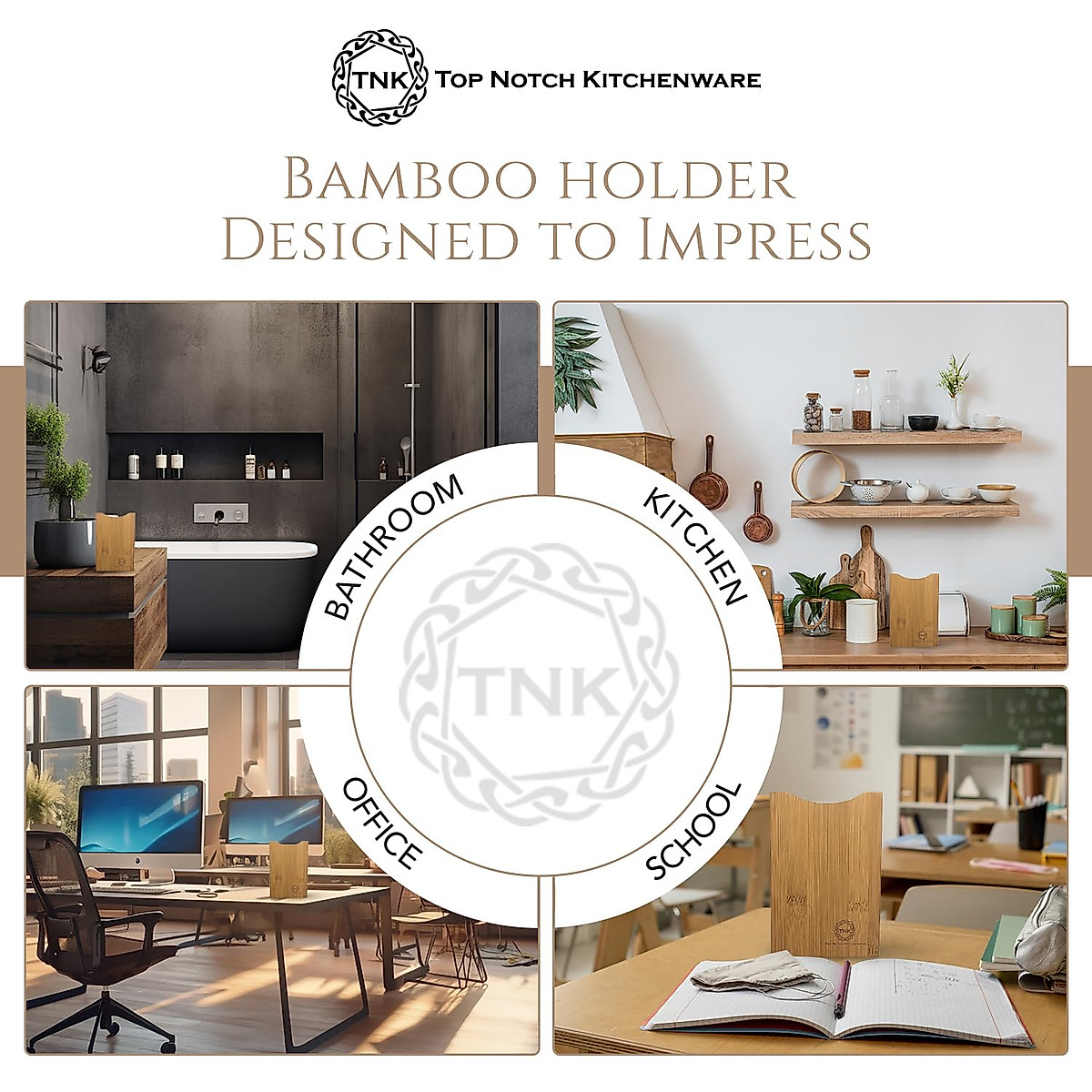 Bamboo Utensil Holder or Caddy for Kitchen Tools. Perfect Organizer for Stainless Steel, Ceramic, or Bamboo Spatulas, Spoons, and Flatware. Quality Home Collection