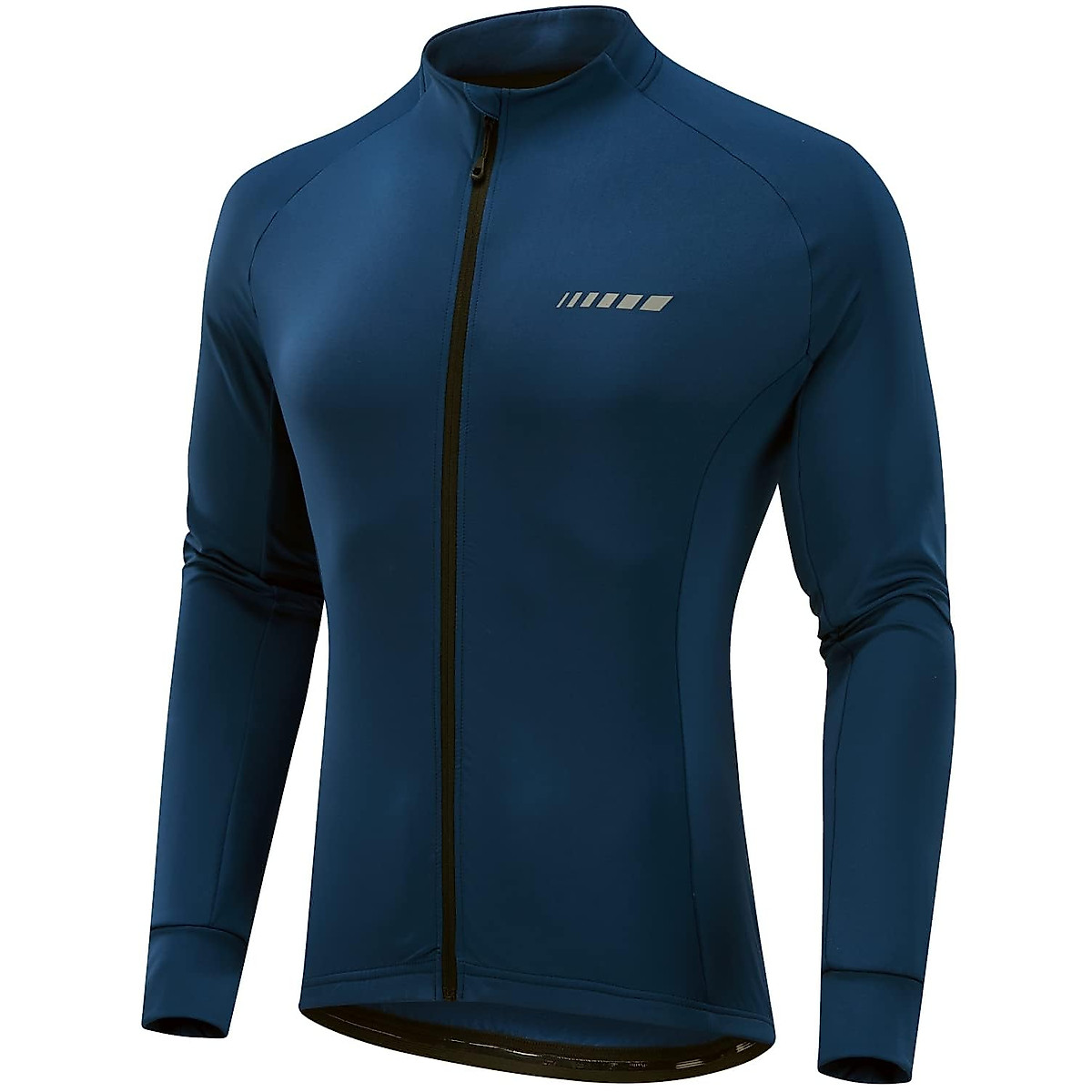 qualidyne Men's Winter Cycling Jersey Long Sleeve Fleece Thermal Bike Jacket Full Zip Biking Bicycle Shirt Cold Weather Blue