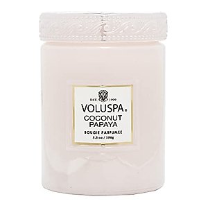 Voluspa Coconut Papaya Candle | Small Glass Jar | 5.5 Oz. | 50 Hour Burn Time | Hand-Poured Coconut Wax + All Natural Wicks for a Clean Burn | Vegan | Poured in The USA