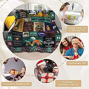 Camper Blanket Camping Lovers Gift Ideas for Men Women, Camping Campsite - Camping Blanket for RV Travel Hiking - Camper Decor - Camp Gift,Super Soft Throws Flannel Fleece Blankets Gifts for Camper