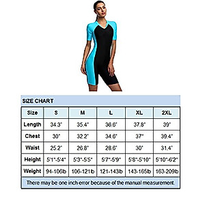 Swimsuit for Women Belloo Short-sleeve Surfing Suit Sun Protection, Lightblue, Large