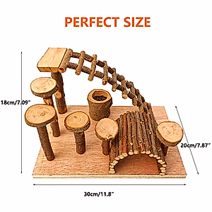Wooden Hamster Bridge, Small Animals Climbing Ladder Activity Set Platform Ramps Playground Toys for Mouse Dwarf Hamster Gerbil Rat Sugar Glider Syrian Hamster