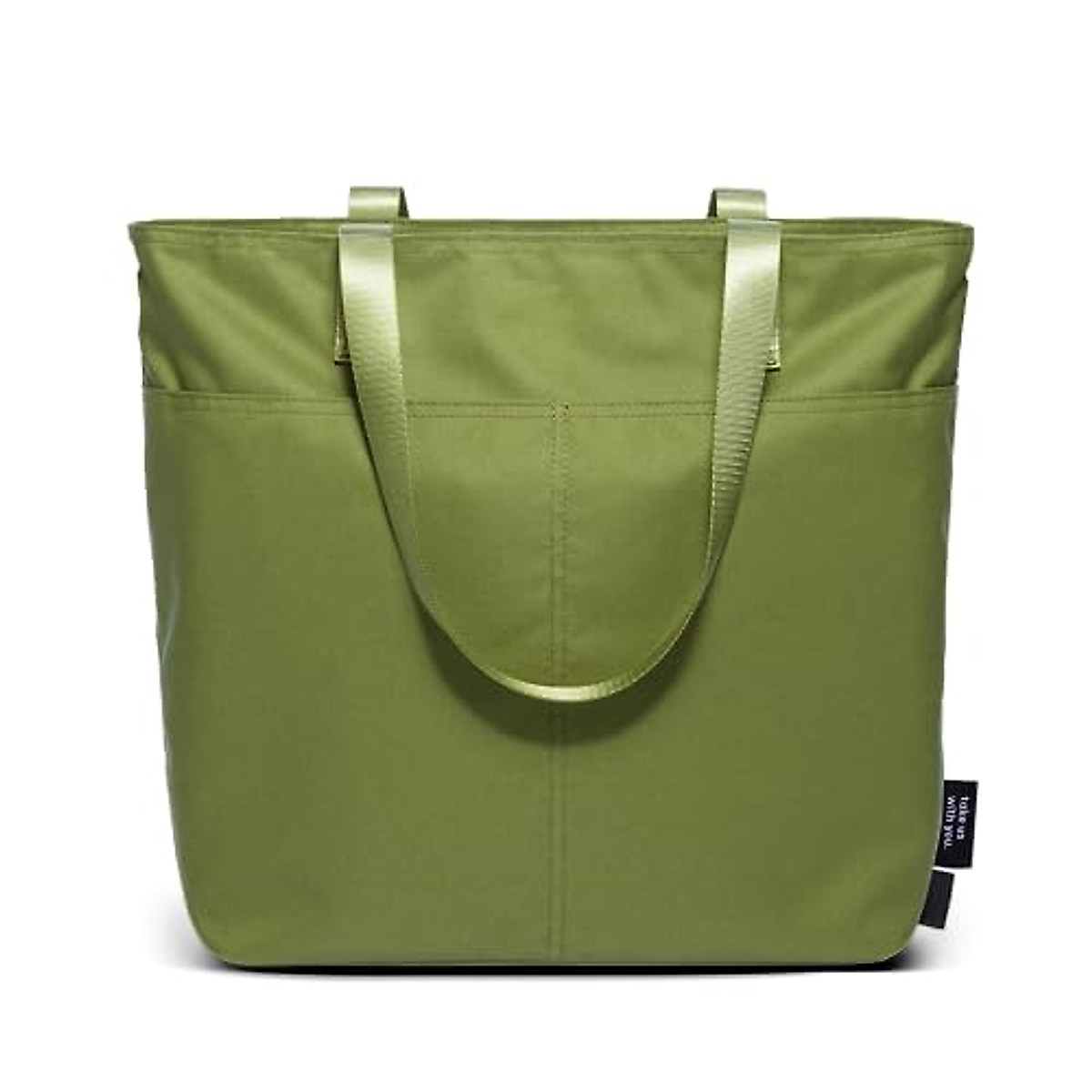 Simple Modern Tote Bag for Women | Large Work Shoulder Bag with Zipper Top and Water-Resistant Exterior for Travel, Gym and Pool with Pockets | 22" Olive