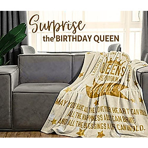 InnoBeta Birthday Gifts for Women, Birthday Gifts for Her, Bday Gifts - Queens are Born in March Birthday Gift Ideas for Mom, BFFs, Grandma, Aunt - Flannel Plush Blanket - 50"x 65"