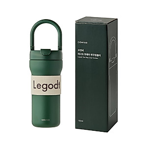 Odense Legodt 2 Way Tumbler 24oz with 2 in 1 Lid & Flexible Handle - Straw Available Insulated Travel Coffee Mug with Leak Proof - Double Stainless Steel Keeps Drinks Hot or Cold(Tangerine Yellow)