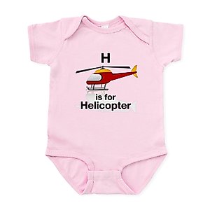 CafePress H is for Helicopter Infant Bodysuit Cute Infant Bodysuit Baby Romper Petal Pink