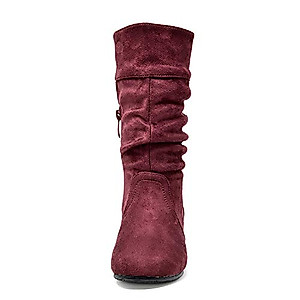 DREAM PAIRS Little Kid BLVD-K Burgundy Girl's Knee High Boots Size 3 M US Little Kid