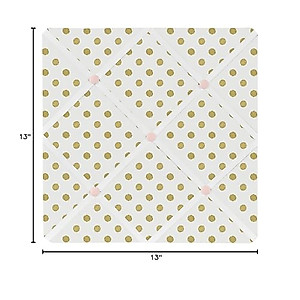 Fabric Memory/Memo Photo Bulletin Board for Blush Pink White Damask and Gold Polka Dot Amelia Collection