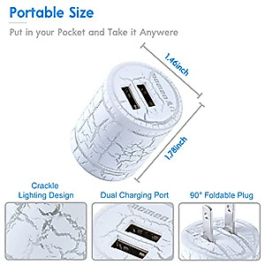 momen USB Wall Charger, Wall Fast Charger with Foldable Travel Plug for iPhone 11/Xs/XS MAX/XR/X/8/7, Samsung, LG, HTC, Kindle, PS4, 2 USB Wall Charger 5V/2.1A Wall Charger Block with Blue Night Light