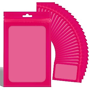 LODROC 100 Pieces Resealable Mylar Ziplock Bags with Clear Window - 3.5x4.7 Inches Smell Proof Bag Coffee Beans Packaging Pouch for Food Self Sealing Storage Supplies Jewelry Electronics Party, Pink