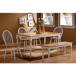 Boraam Farmhouse Chair,Leather, White/Natural, Set of 2