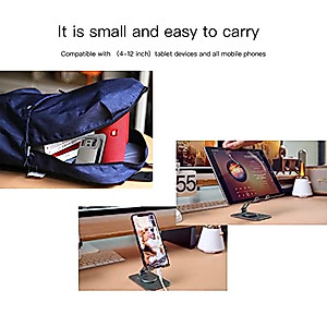 Cell Phone Stand 360° Rotation Phone stand Height Adjustable Cell phone Holder for Desk Foldable Aluminum Desktop Compatible with All Mobile Phones, iPhone 14,iPad,Tablet 4-12-Desk Accessories