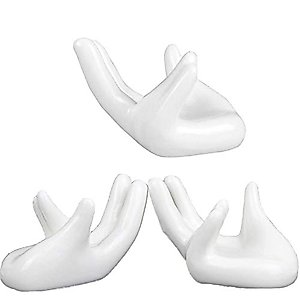 Eshylala 3 Pack Air Plants Holders Ceramic Airplant Holder Tillandsia Holder Small Container Pot Hand Shape Office Desk Base Airplant Display Container Pot Plant Decorative Home Decor