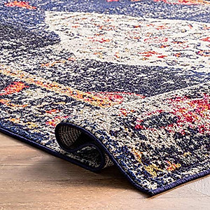 nuLOOM Veronica Vintage Distressed Area Rug, 4' x 6', Navy