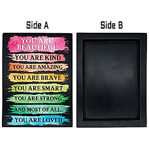 Maoerzai Rainbow Decor Cute Wall Decor, Inspirational Wood Box Wall Art,Room Decor Aesthetic for Teen Girls Inspirational Wall Art for Kids Bedroom Decorations. (Black - Inspirational Motto Sign, 6 X 8 inch)