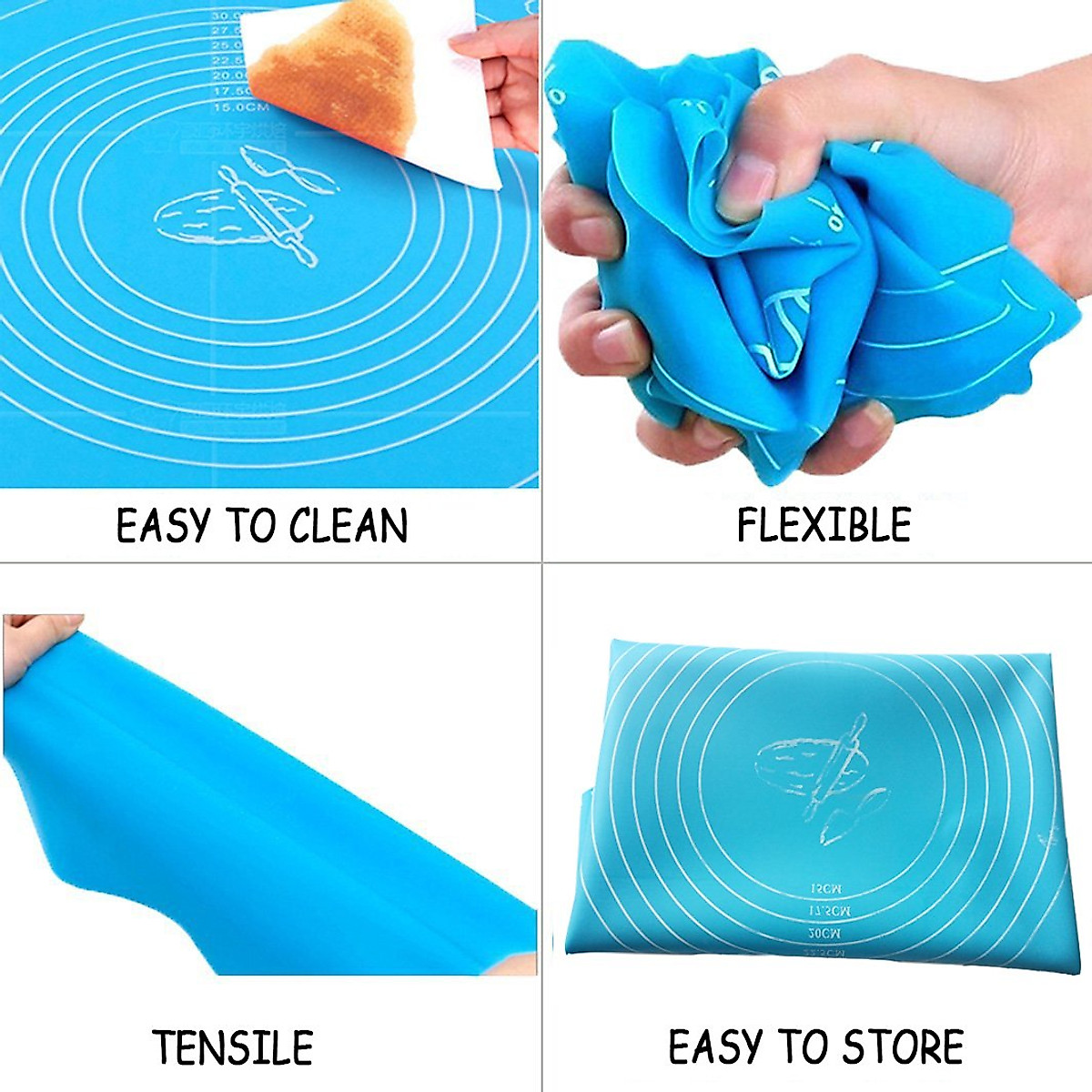 Silicone Pastry Mat Baking Mat for Rolling Dough with Measurement Non Stick Fondant Mat