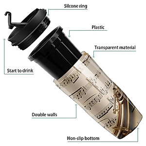 NTVOWPZO Travel Coffee Mug Flute Music Insulated Travel Mug Stainless Steel Coffee Tumbler Travel Coffee Cup Reusable Coffee Cups with Lids for Hot And Cold Drink