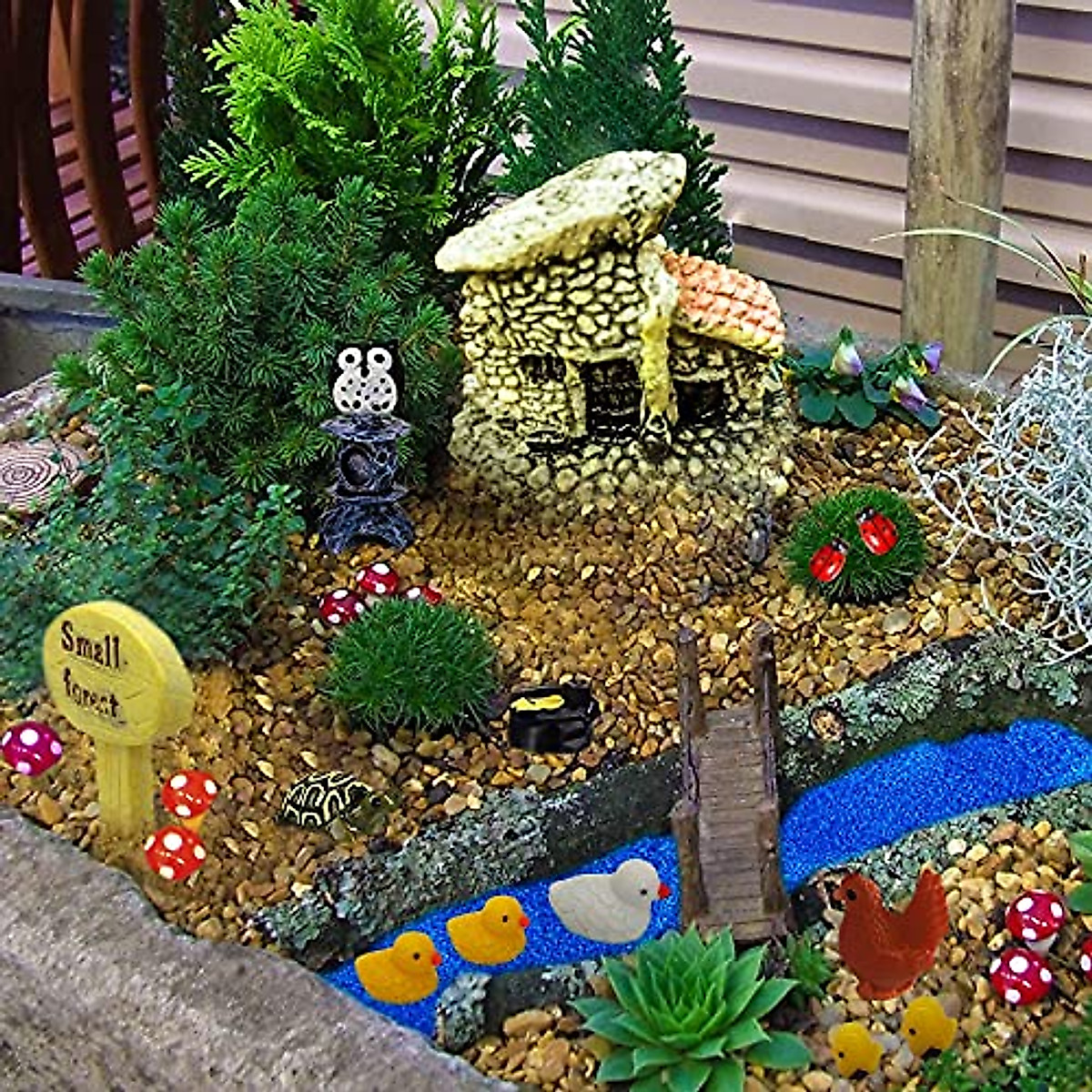 Fairy Garden Accessories, Fairy Garden Kit, 49 Pieces Miniatures for Fairy Garden Animals Kit,Miniature Figurines ,Micro Landscape Ornaments Kit,Garden DIY Kit for Outdoor Home Garden Decoration1