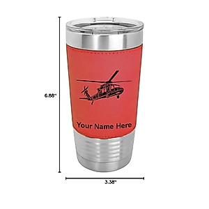 LaserGram 20oz Vacuum Insulated Tumbler Mug, Military Helicopter 1, Personalized Engraving Included (Faux Leather, Red)