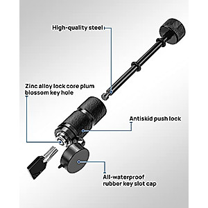 JOYTUTUS Trailer Hitch Lock, 1/4" Dia 3-1/2” Long Pin, with 2 Keys 2 O-Rings, for Trailer Truck Car Boat, Anti-Theft and Waterproof Towing Hitch Lock