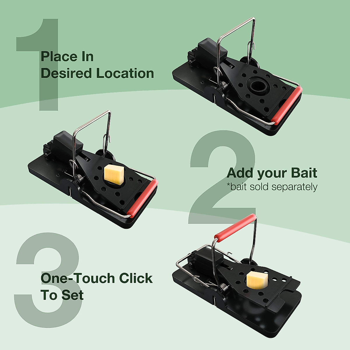 Mouse Trap by Eco Pro Pest Control | 6-Pack Reusable Small Rodent Traps | Indoor & Outdoor Mouse Traps | Easy Set Up, Quick Snap Kill Mice Traps (Bait Not Included) | Powerful Pest Control Traps