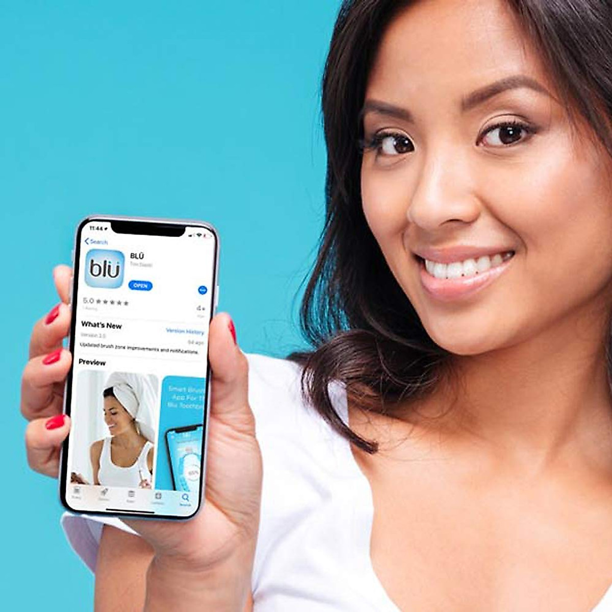 Blu Smart Electric Toothbrush, Sonic Power Toothbrush with Interactive Live Tracking App for Adults (Black)