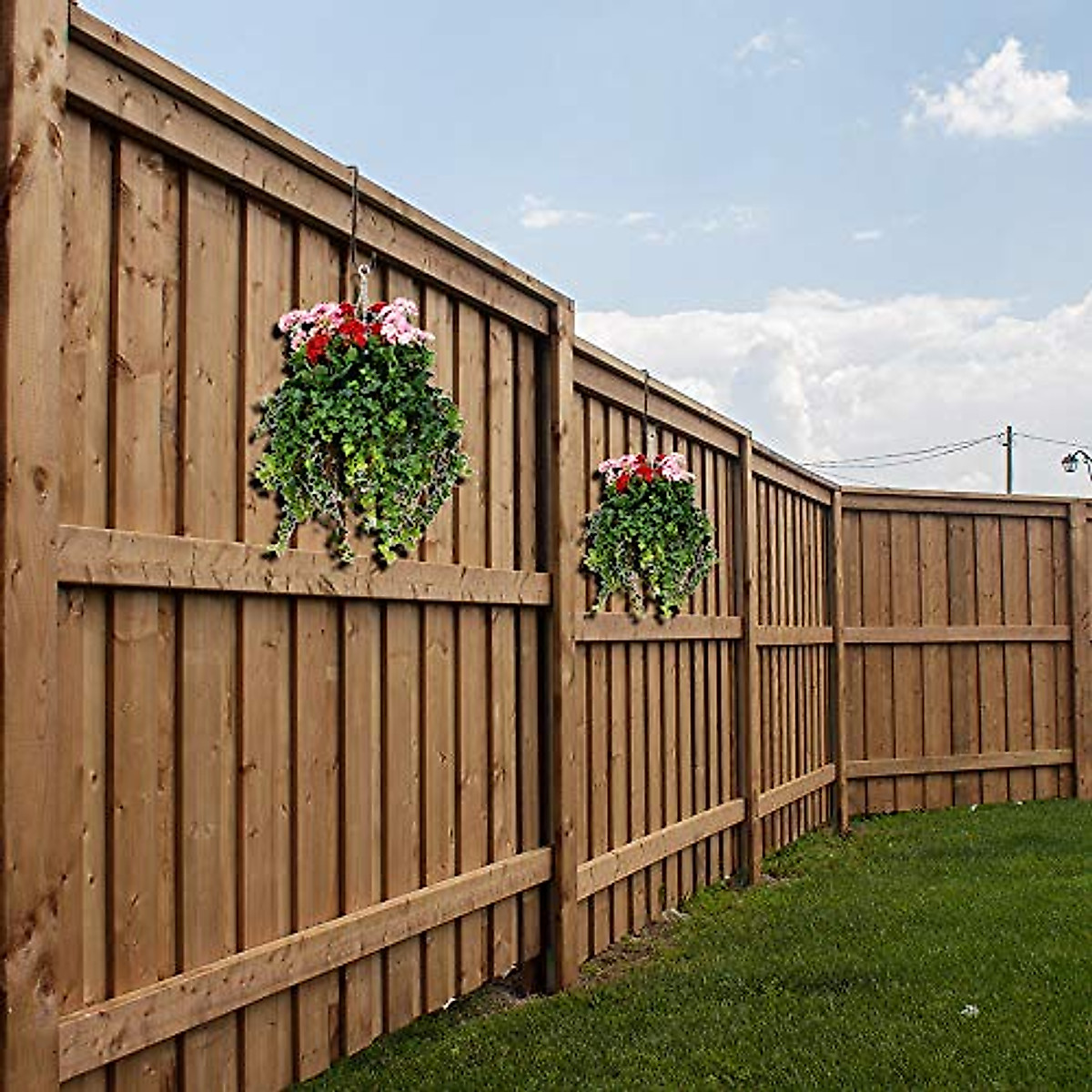 HiGift 12 Pack Vinyl Fence Hooks, 2 x 6 inch Patio Hangers Powder Coated Steel Pergola Hooks for Hanging Plants,Bird Feeders,Bird House,Outdoor String Lights,Pool Towels Equipment Tools - Brown