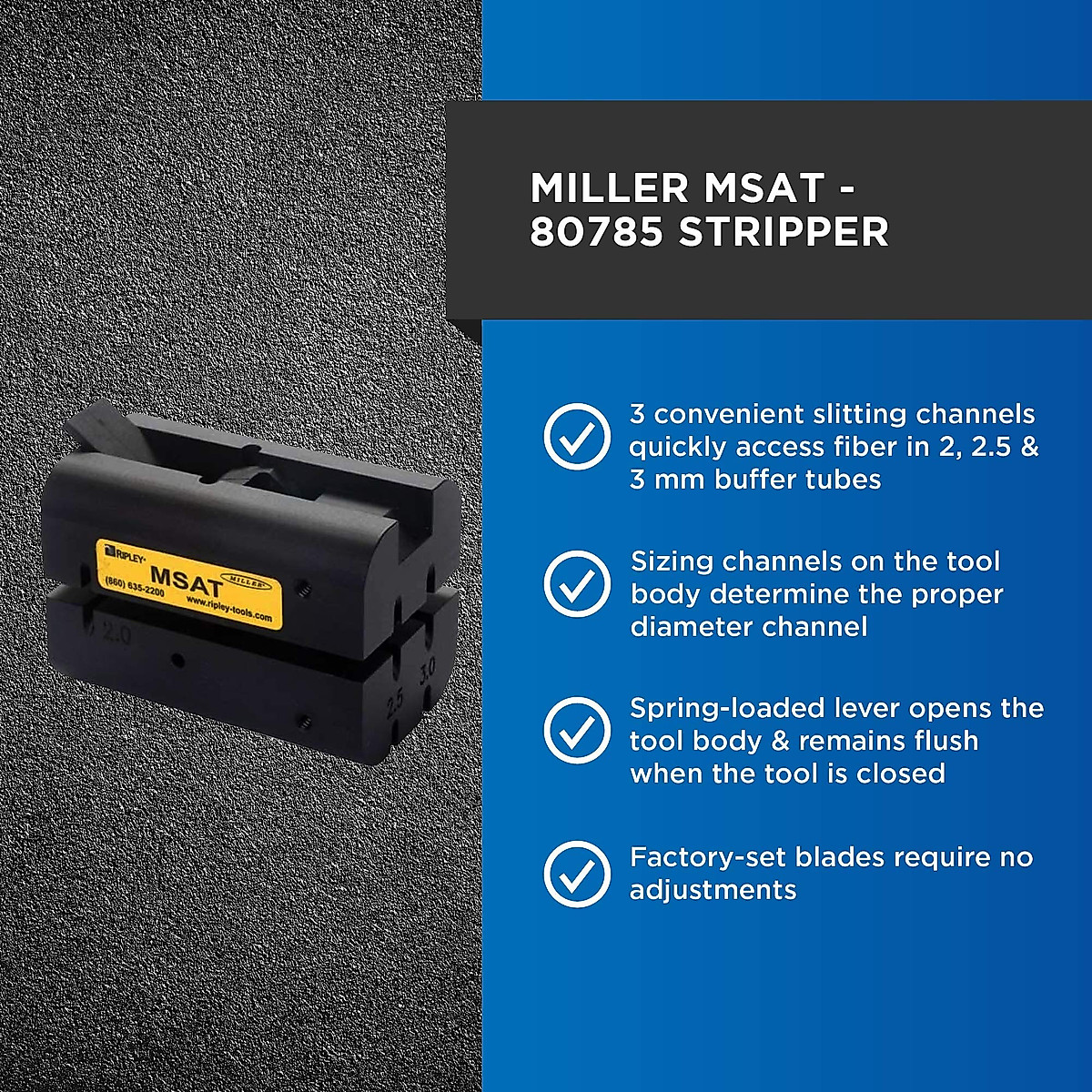 Miller MSAT 3-Channel Mids Span Fiber Access Tool for Working Technicians, Electricians, and Installers, Safe Cable Tool, Easily Portable Wire Stripper, 8 Ounces