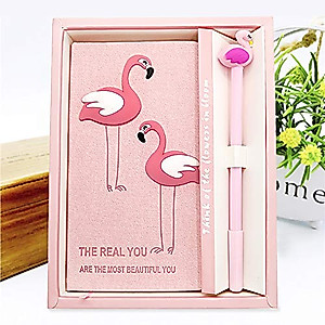 Flamingo Notebook Journal Gel Pen Set Trendy Flamingo Diary Notebook Pink Flamingo Gifts Set for School Office Supplies Girls Kids Birthday Gift