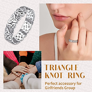 Suplight 925 Sterling Silver Celtic Knot Ring, Trinity Knot Jewelry, 5mm Celtic Wedding Bands for Her Size 8