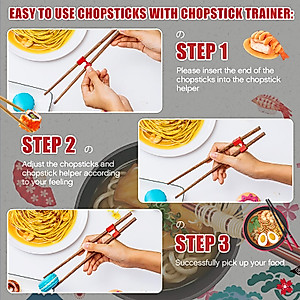 Suttmin 200 Pcs Reusable Chopsticks Helper Multicolor Training Chopsticks Hinges Connector Plastic Practice Chopstick Trainer Chinese Chop Stick Helper for Adult Learner Beginner (Red, Black)