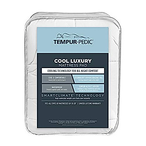 Tempur-Pedic Cool Luxury Mattress Pad, Queen, White