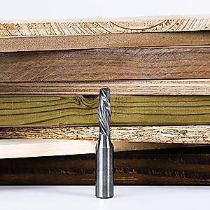 SpeTool Spiral Downcut Router Bits with 3/8 inch Cutting Diameter, 1/2 inch Shank HRC55 Solid Carbide CNC End Mill for Wood Small Cut, Carving