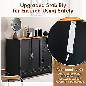 PETSITE Buffet Cabinet, Kitchen Sideboard with Storage Cabinets & Drawers, Adjustable Shelf, Modern Credenza Coffee Bar Server Console Table Cupboard for Entryway Living Dining Room