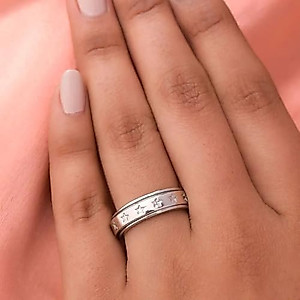 Shop LC Spinner Ring for Women - Spinning Anxiety Ring for Men - Wedding Band 925 Sterling Silver Platinum Plated Star Jewelry Stress Relief Gifts for Women Size 11 Engagement Bridal Anniversary
