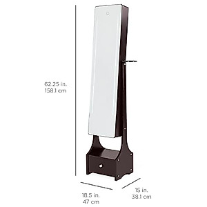 Best Choice Products Standing Full Length LED Mirror Jewelry Makeup Storage Organizer Cabinet Armoire w/Interior & Exterior Lights, Touchscreen, Pop-Up Shelf, Velvet Lining, 4 Compartments, Drawer