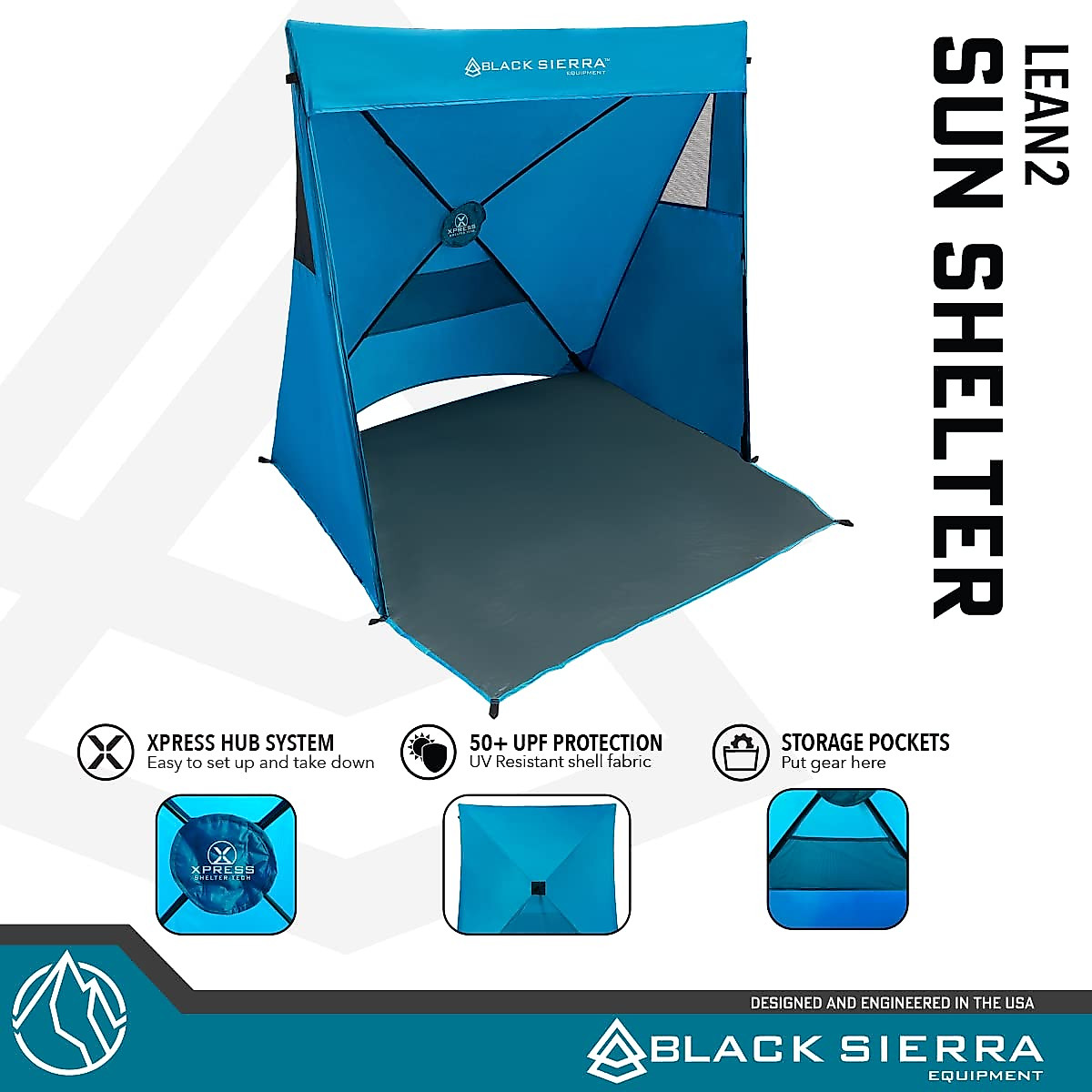 Black Sierra Beach Tent with UPF 50+ Sun Protection, Easy Set Up Sun Shelter, Portable Lawn Canopy with Carry Bag, Outdoor Pop Up Cabana Shade for The Beach, Backyard, Sports, RV