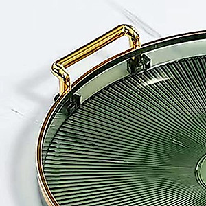 Luxury Serving Tray, with Handles Cosmetic Perfume Makeup Display Multifunction Decorative Decorative Tray, Jewelry Tray for Living Room, Green