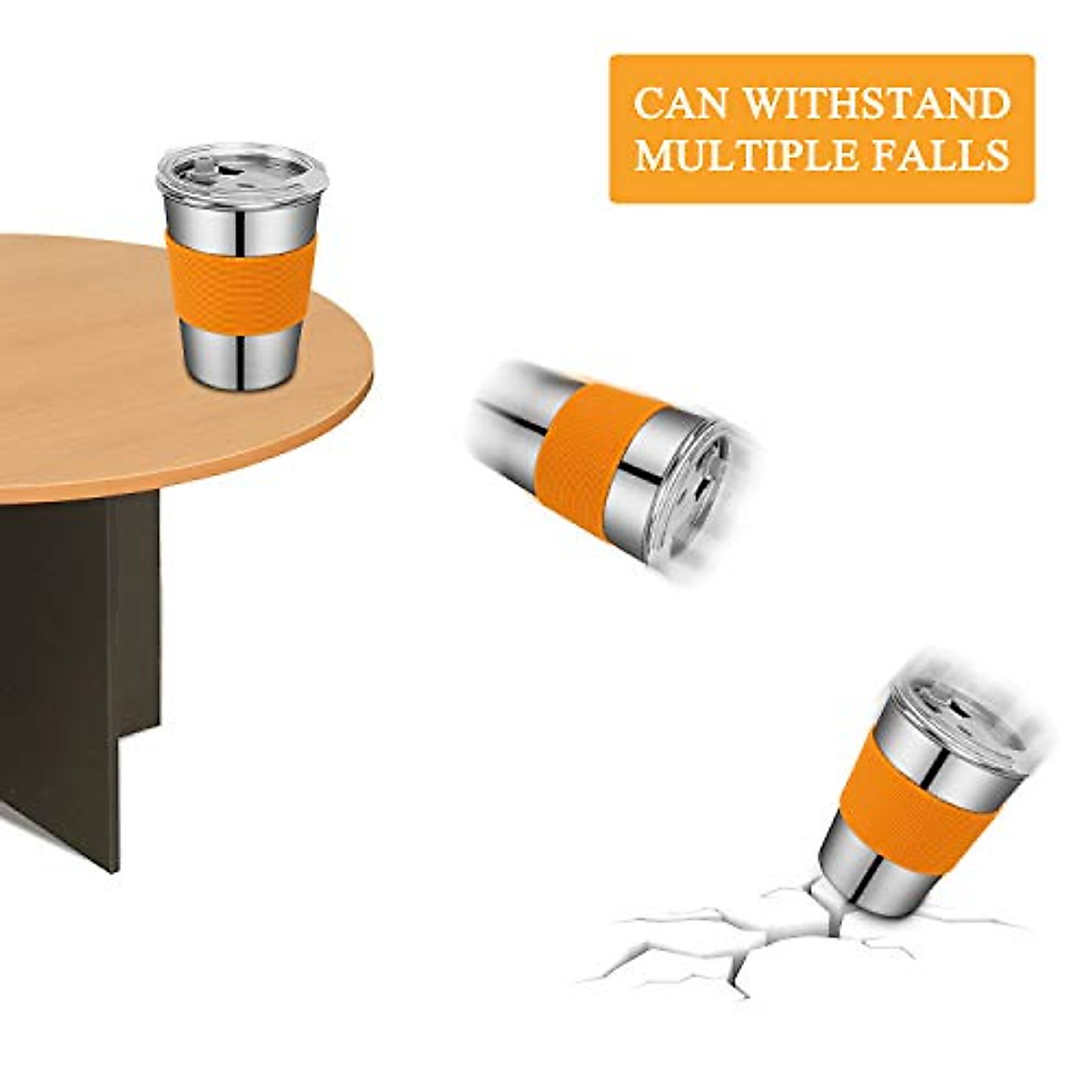 Rommeka Toddler Cups with Straws, 18/8 Stainless Steel Children Smoothie Drinking Sippy Cups, Stacking & Reusable Kids Cups with Straws and Lids, 5 Pack, 12oz