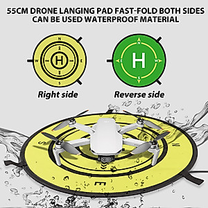 YAODHAOD Drone Landing Pad,54CM （21in）Universal Portable Luminous Waterproof Foldable Helipad for DJI Air 2S/Mavic Mini 2/Mavic Air 2/Mavic 2 Pro/Zoom/FIMI X8SE/DJI FPV Drone