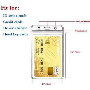 KINGSUM 3 Pack Lanyard with ID Holder Sets - Flat ID Lanyard with Retractable Badge Reel & Heavy Duty Clear Vertical ID Card Name Badge Holder (Black,3 Pack)