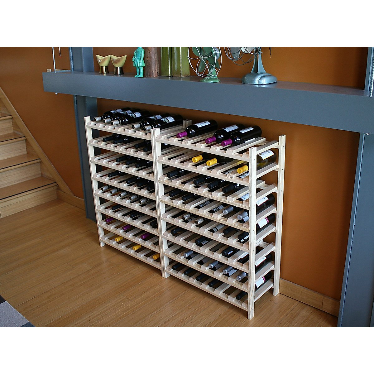 Creekside 48 Bottle Modular Wine Shelves (Pine) by Creekside - Exclusive 12-inch deep design, bottle necks don't stick out! Quality, high grade pine, 12", Pine