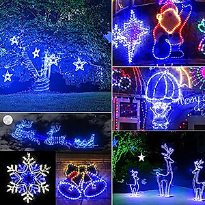 Solar Rope Lights Outdoor Waterproof LED - 200 LED Solar Rope String Lights, 72FT 8 Modes with Remote Flexible Solar Tube String Lights for Garden Patio Fence Balcony Pool Trampoline Party