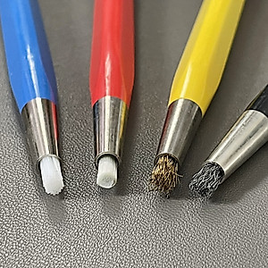 Fiberglass Pen Scratch Brush Set - Jewelry Cleaning Brush with Steel, Brass, Nylon, Fiberglass Tips for Corrosion Remover and Rust, Jewelry, Electrical Circuit Boards and Auto Body Work