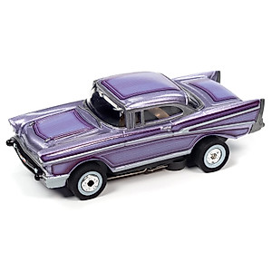Auto World Thunderjet Cars N Coffee 1957 Chevrolet Bel Air (Purple) HO Scale Slot Car