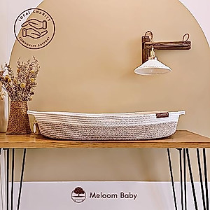 meloom Baby Changing Basket with Pads and Safety Belt, Thick Foam Pad with Wipeable Water-Resistant Pad Cover, Moses Basket Changing Table Topper Changing Pad