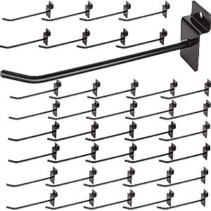 32Pack Slatwall Hooks, 8” Heavy Duty Panel Display Hooks, Commercial Grade Slat Board Hooks for Panel, 1/8” Thickness Metal Slatwall Deluxe Hooks for Garage Shop Retail Display, Black