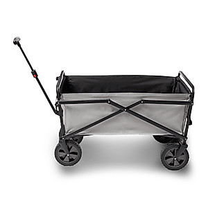 Seina Heavy Duty Steel Compact Collapsible Folding Outdoor Portable Utility Cart Wagon w/All Terrain Rubber Wheels and 150 Pound Capacity, Gray/Black