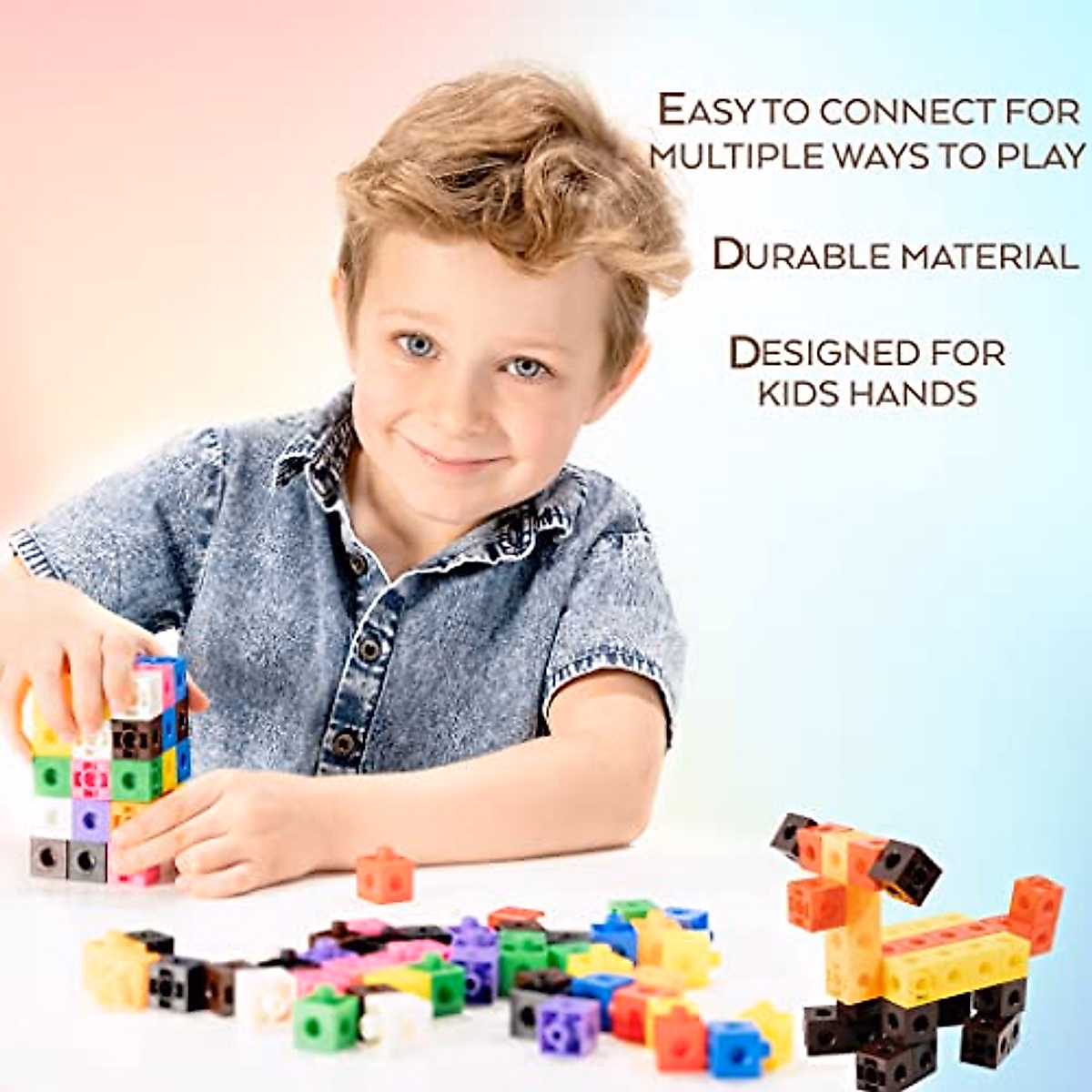 TOYLI 100 Piece Linking Cubes Set for Counting, Sorting, STEM, Connecting Blocks Math Links Manipulatives Educational Toy for Preschool, Kindergarten, Homeschool